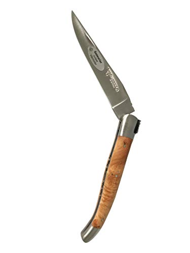 Laguiole en Aubrac Handmade Luxury Double Plates Folding Pocket Knife, 4.8-in (12cm), Juniper Handle, Hand Forged Special Crafting Bee #7, Stainless Steel Bolsters