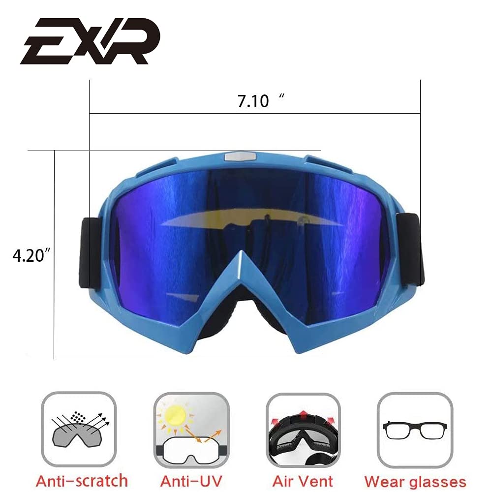 EXR Ski Goggle - UV Protection Ski & Snowboard Goggle, Anti-Fog Eyewear, Skiing Goggle for Men or Women (Blue)