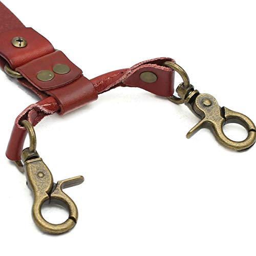 Exception Goods Leather Suspenders For Men Y Back Design Adjustable Brown Genuine Leather Suspenders groomsmen gifts (01# Standard), Large