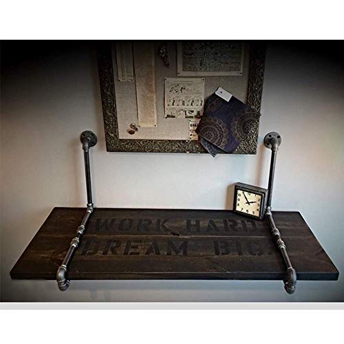 PIBM Stylish Simplicity Shelf Wall Mounted Floating Rack Shelves Retro Computer Desk Iron Art Solid Wood Save Space,2 Sizes, a , 80X50X3CM