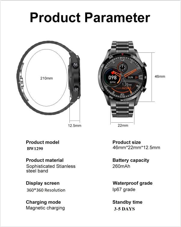 LIGE Smart Watches for Men Stylish with Bluetooth Call Message Notification Heavy Duty Big Screen Compatible with Android iOS iPhone Fitness Activity Tracker with Blood Pressure Men's Smartwatch