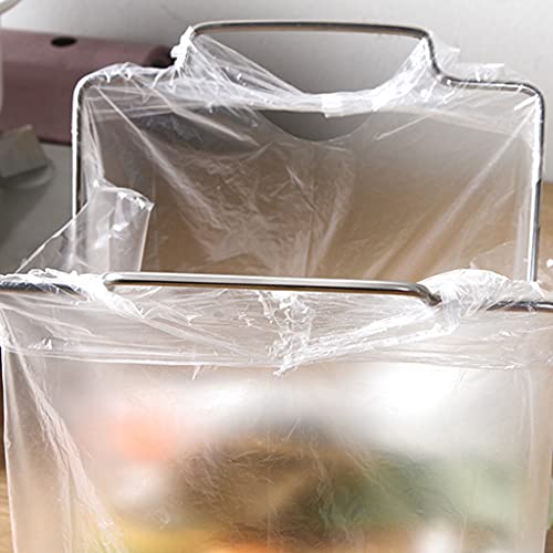 MEELYHOME Stainless Steel Garbage Bag Shelf Home Kitchen Countertop Folding Trash Bag Holder Organizer Dishcloth Towel Rack Garbage Bag Stand