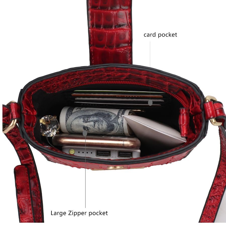 MKF Collection Crossbody for Women, Faux Crocodile Embossed Vegan Leather, Messenger Shoulder purse