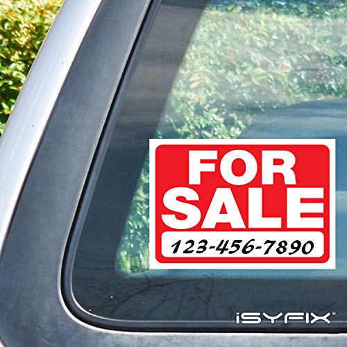 iSYFIX For Sale Signs Stickers β 2 Pack 10x7 Inch β Premium Self-Adhesive Vinyl, Decal, Indoor & Outdoor Red