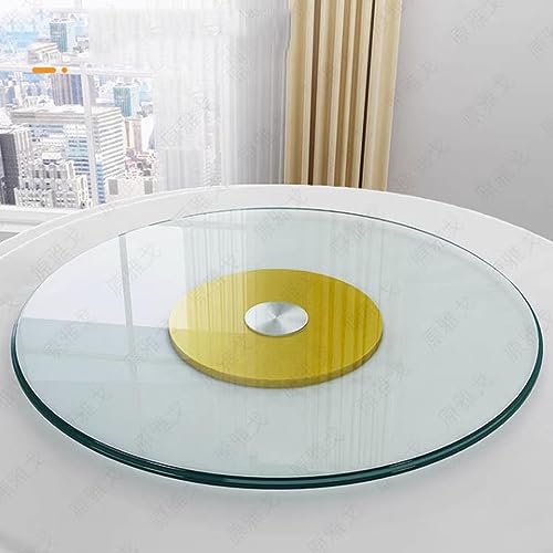 DOUKI Tempered Glass Lazy Susan Turntable, 39inch Clear Tabletop Rotating Serving Tray, Round Large Rotating Tray For Dining Table, Easy To Share Food (Color : Gold, Size : 70cm(28inch))