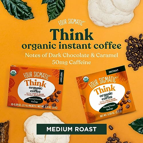 Four Sigmatic Mushroom Mix Coffee Lion's Mane | Think | Pack of 3 (30 Packets Total)