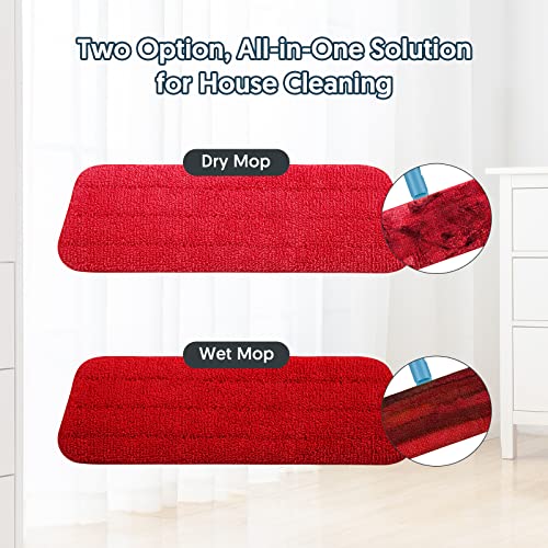 Microfiber Spray Mop Pads Replacement Compatible with Swiffer PowerMop - MEXERRIS Floor Cleaning Mops Heads Replacement Washable Flat Mop Refills Fit for All Spray Mops & Reveal Mop, 7 Pack/Set Red