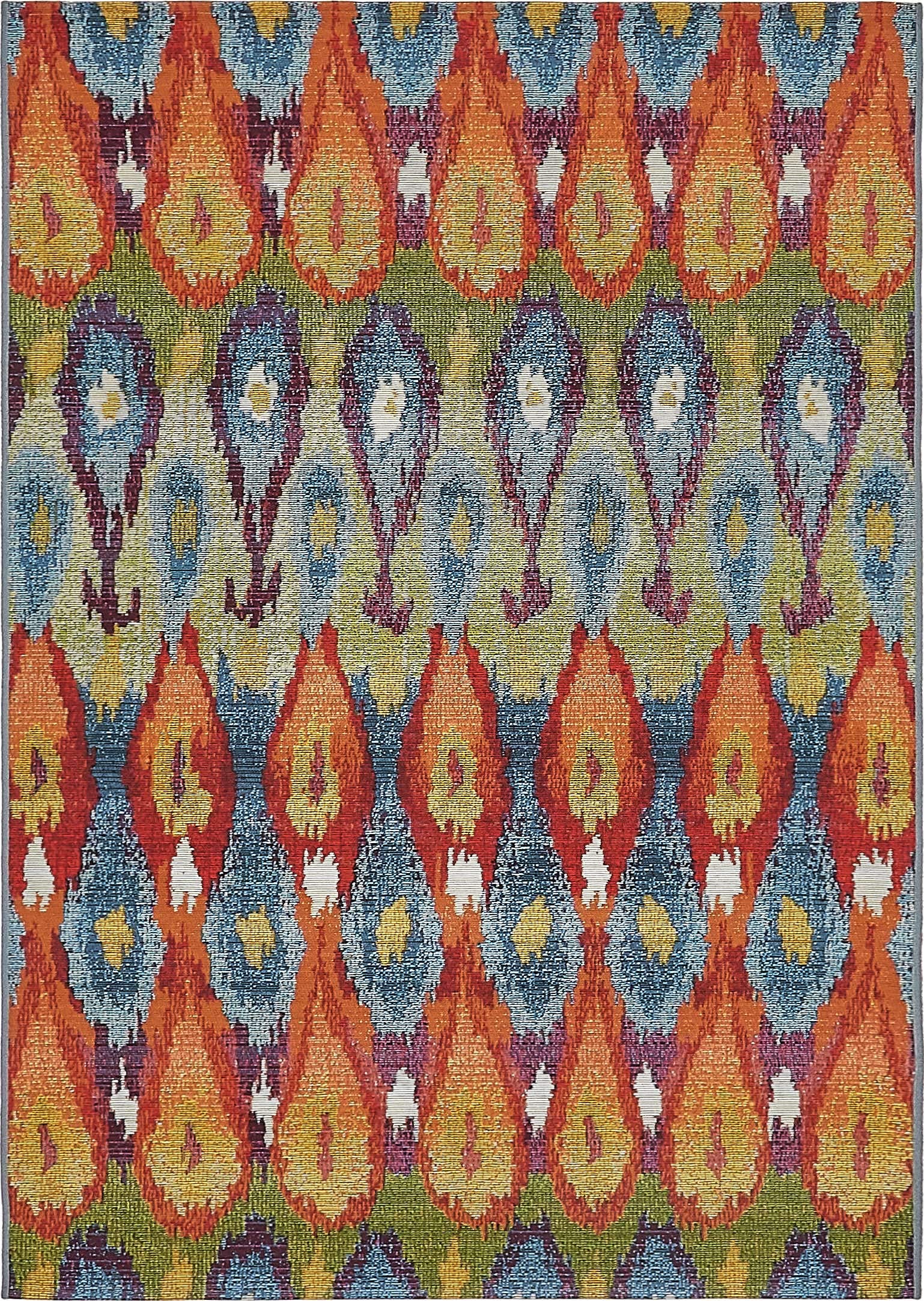 Unique Loom Outdoor Modern Collection Area Rug - Ikat (4' 1" x 6' 1" Rectangle, Multi/ Burgundy)