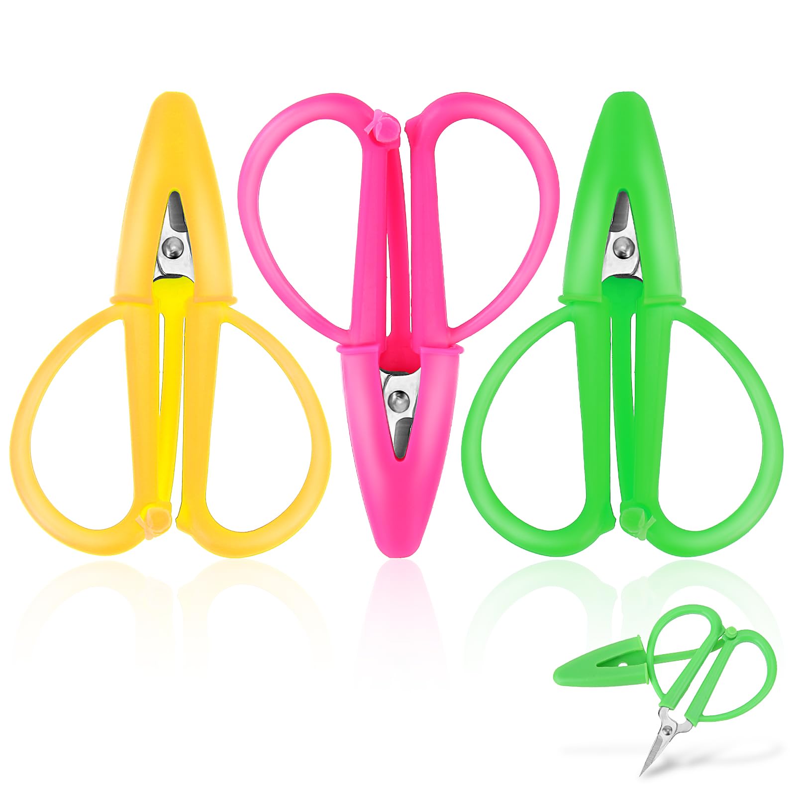 Ouligay 3Pcs Mini Scissors Set Colorful Travel Scissors Portable Snips Scissors with Cover for Scrapbooking Paper Cutting Sewing Crafting