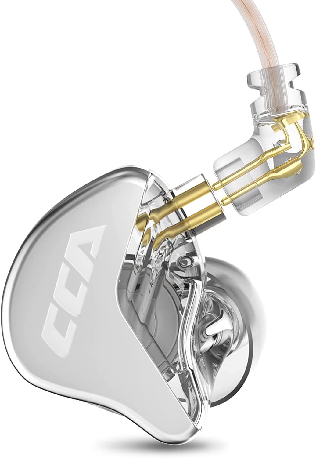 in Ear Monitor CCA CRA Ultra-Thin Diaphragm Dynamic Driver IEM Earphones Bass Earbuds with 2Pin Removable Cord,Compatible with iPhone Android,iPad MP3, Fits All 3.5mm Interface Devices(Silver)