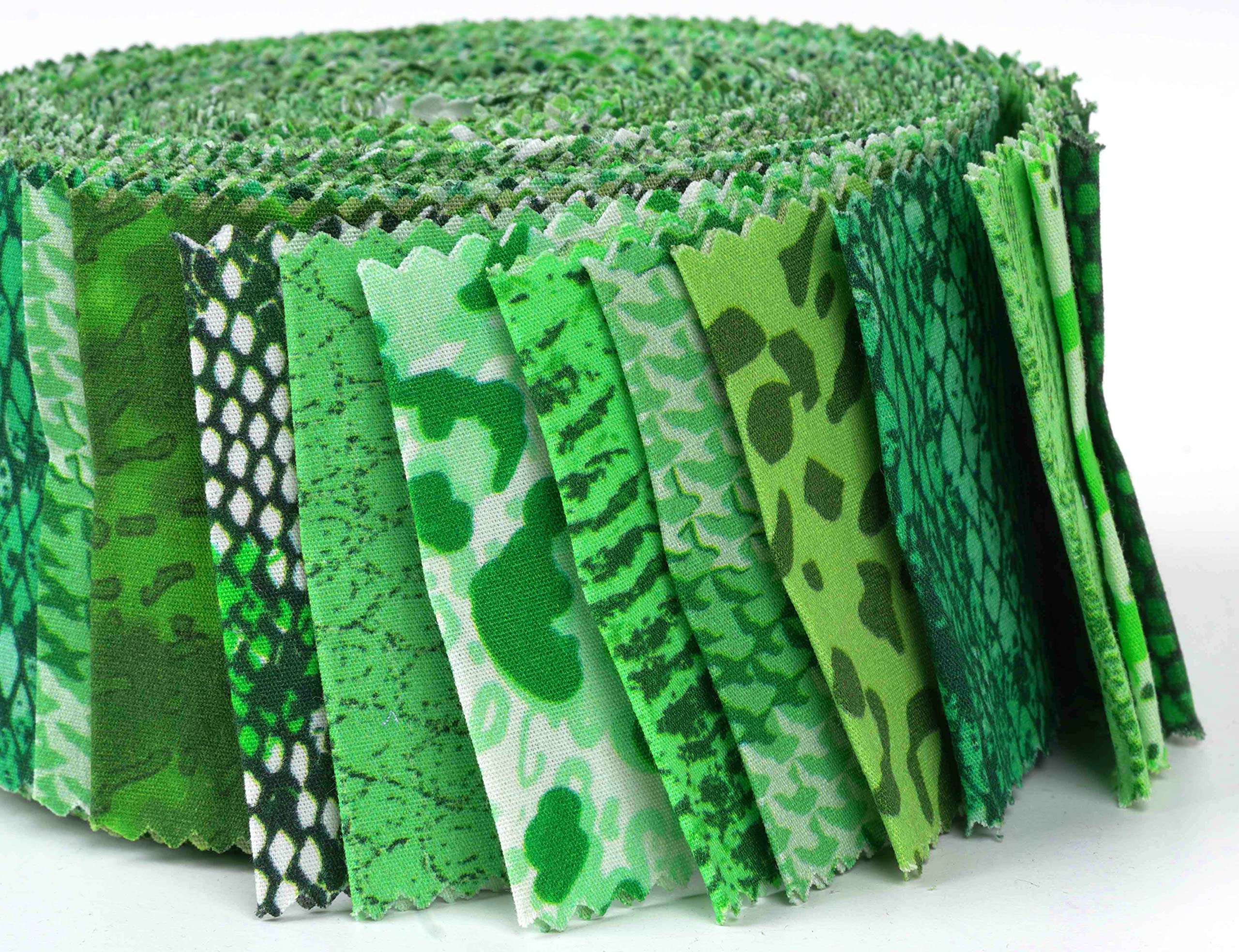 Soimoi 40Pcs Tie Dye Print Cotton Precut Fabrics for Quilting Craft Strips 2.5x42inches Jelly Roll - Green