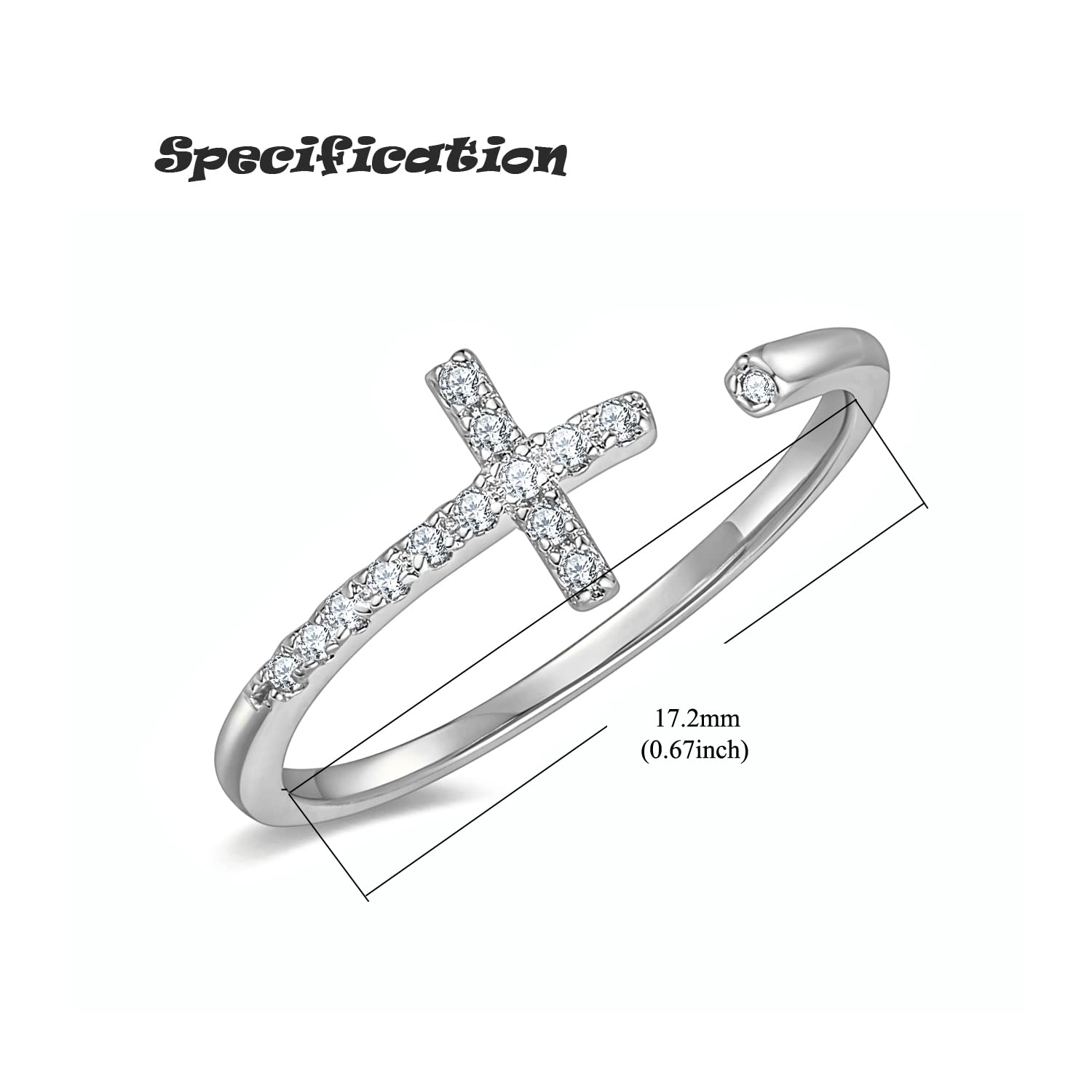Fomissky Minimalist Stackable Cross Rings for Women, Adjustable Knuckle Rings Pinky Ring Midi Rings Religious Christian Jewelry