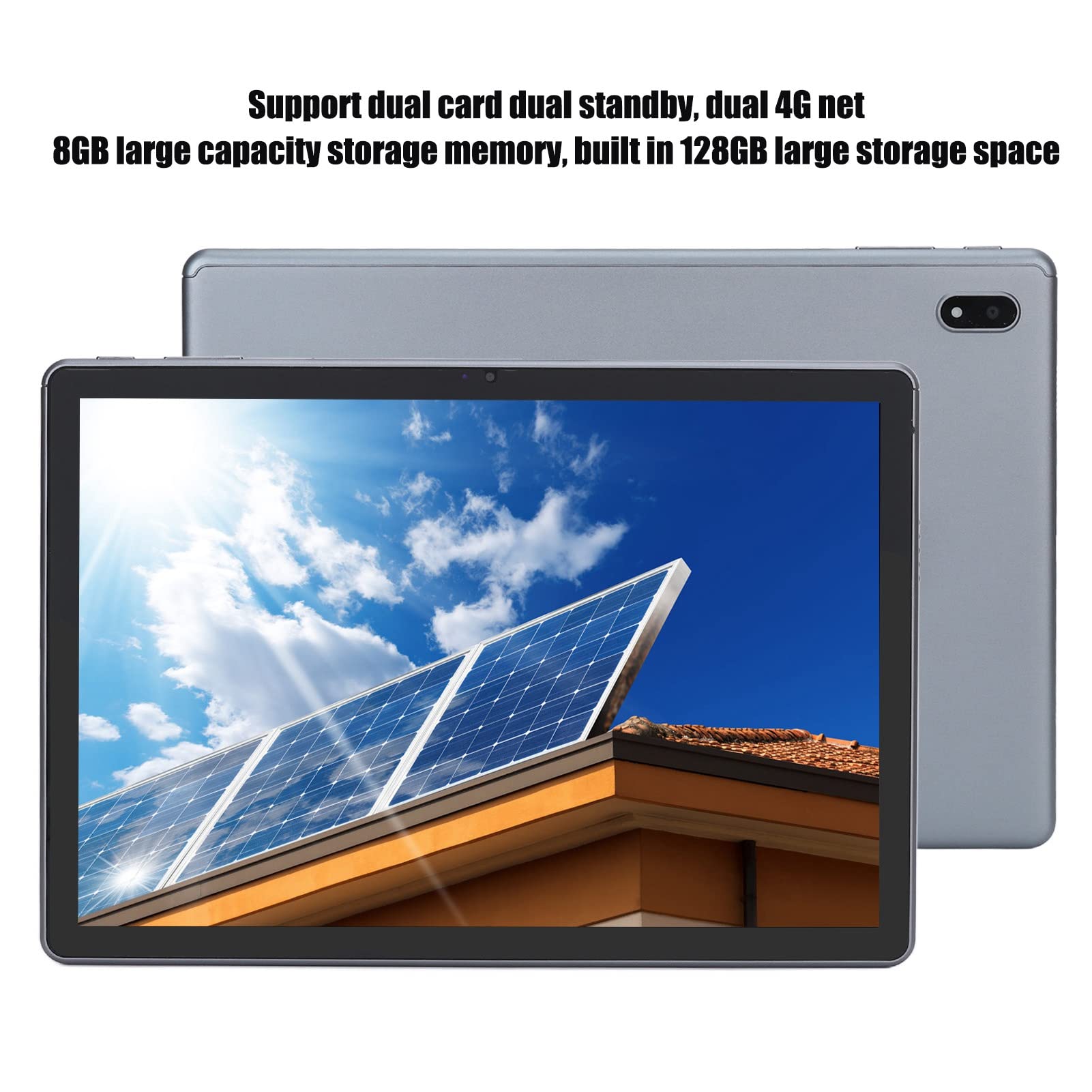 Dpofirs Tablet 10.5 Inch, 8GB 128GB Octa Core Tablet for Kids, 5G WiFi Dual 4G SIM 5.0, HD 1920x1280 IPS Touchscreen Tablet PC (US Plug)