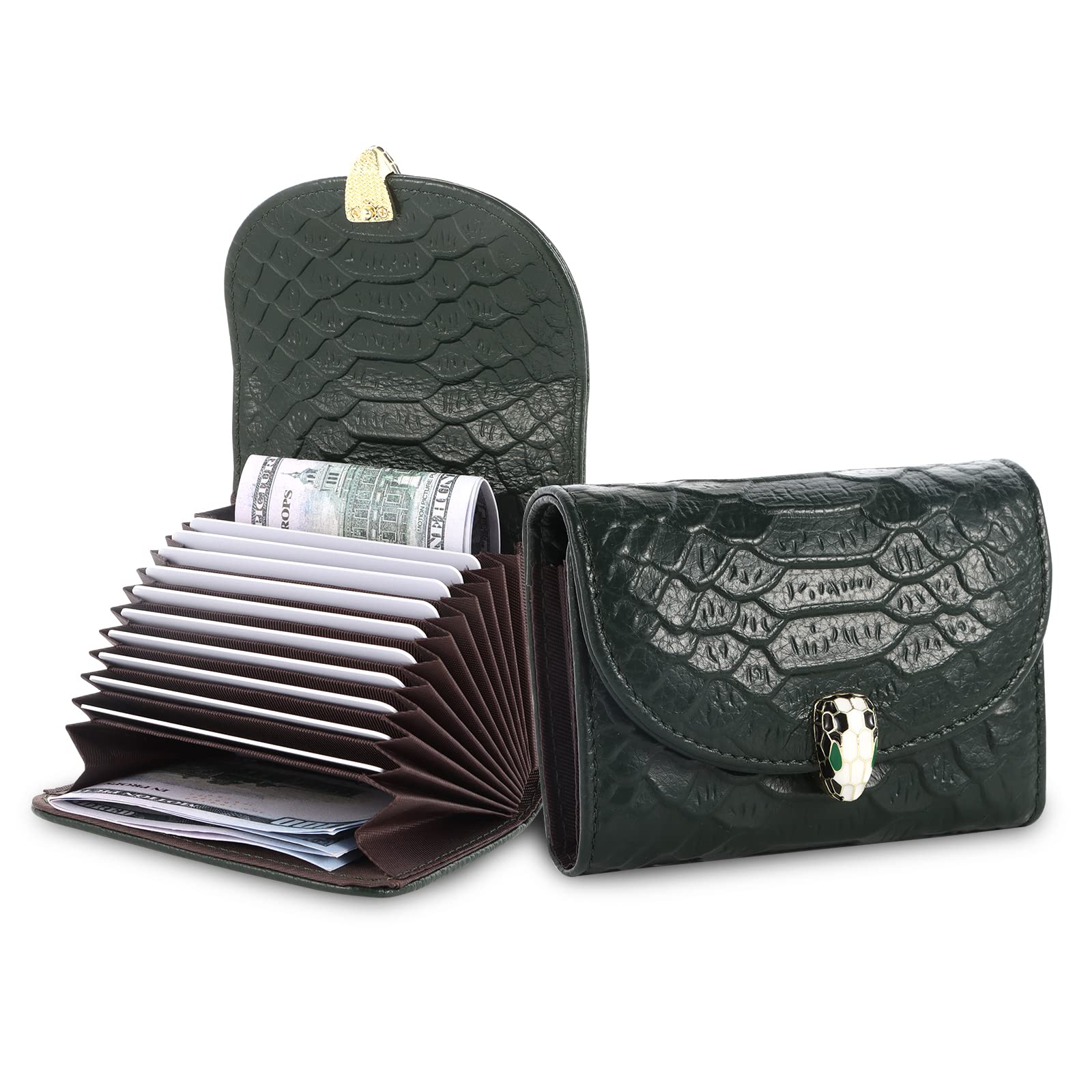 EXT-FAN Credit Card Holders RFID Small Wallet for Women Envelope System Purse Compact Card Cases & Money Organizers (Emerald green)