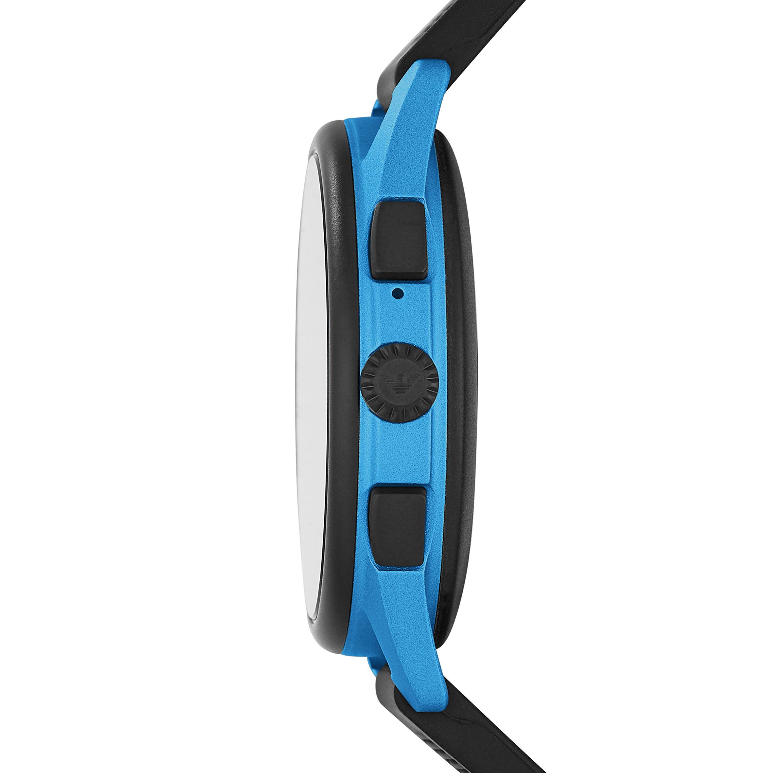 Emporio Armani Men's Smartwatch 3 Touchscreen Aluminum and Rubber Smartwatch, Black and Blue-ART5024