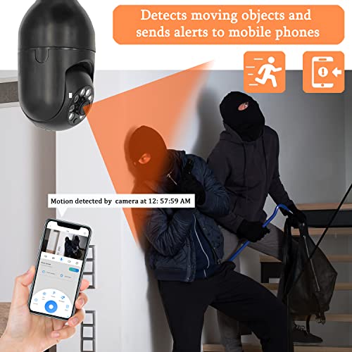 Light Bulb 1080P Full HD 360 Camera Pan/Tilt, Home Security Cameras with 32G SD Card, 2.4G WiFi Camera Night Vision Motion Detection and Auto pan Steering