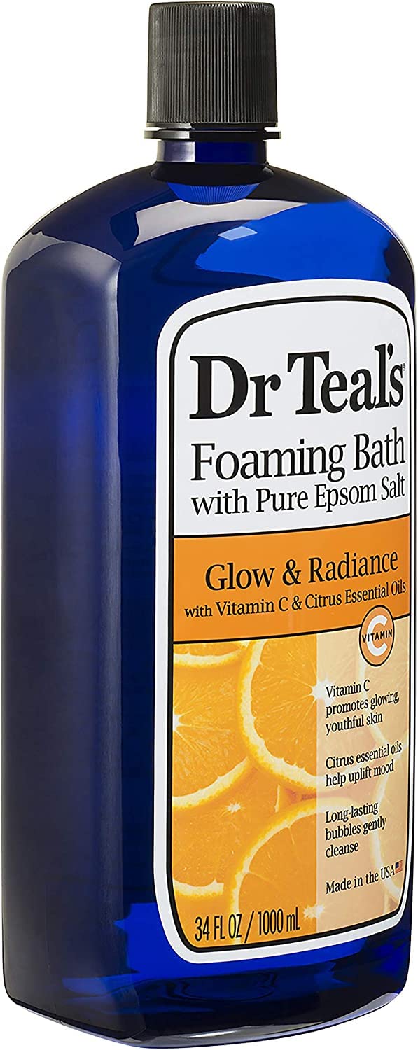 Dr Teal's Foaming Bath Variety Gift Set (2 Pack, 34oz Ea) - Soften & Nourish Milk & Honey, Glow & Radiance Vitamin C & Citrus - Essential Oils Blended with Pure Epsom Salt Ease Aches & Relieves Stress