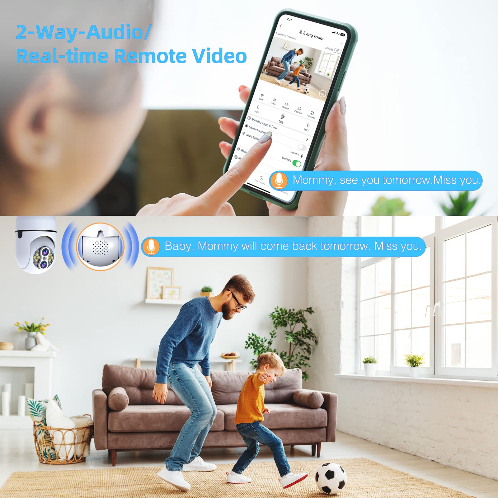 Light Bulb Security Camera Wireless Outdoor with Color Night Vision, 10X Hybrid Zoom 360° View Dual Lens Light Socket Camera Auto Tracking PIR Motion Detection Alerts Two Way Talk Color Night Vision