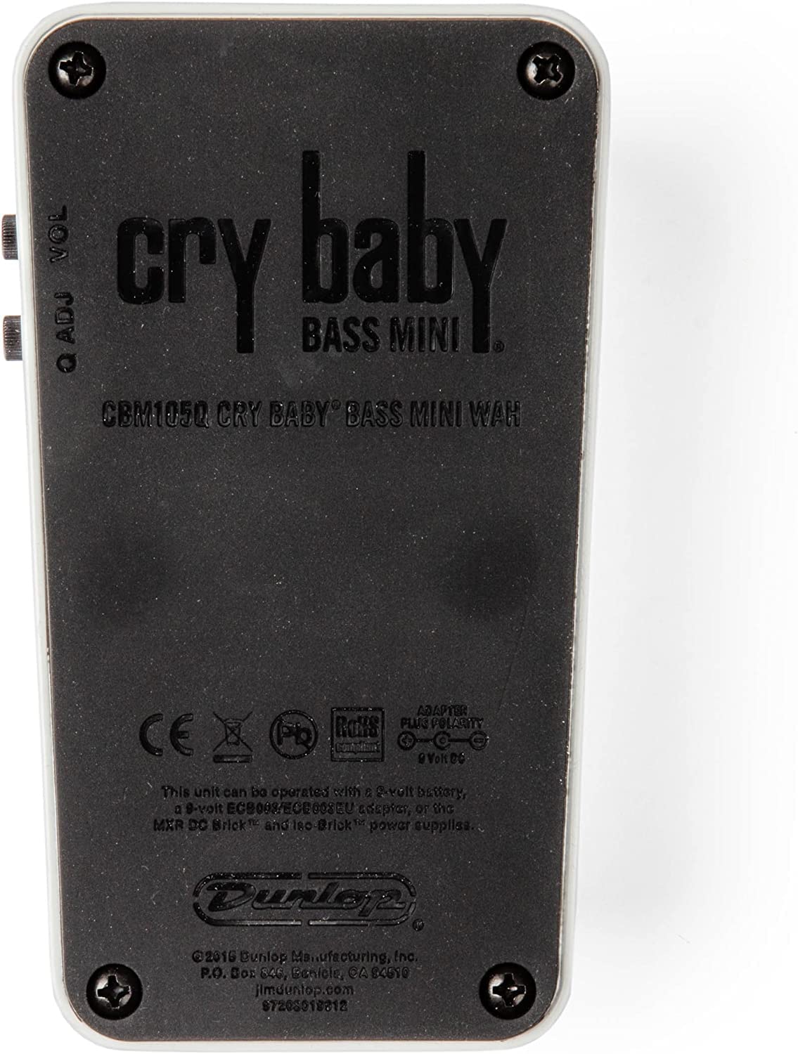 Dunlop CBM105Q Cry Baby Mini Bass Wah Pedal Bundle w/ 9V Power Supply and 6 Assorted Dunlop Picks