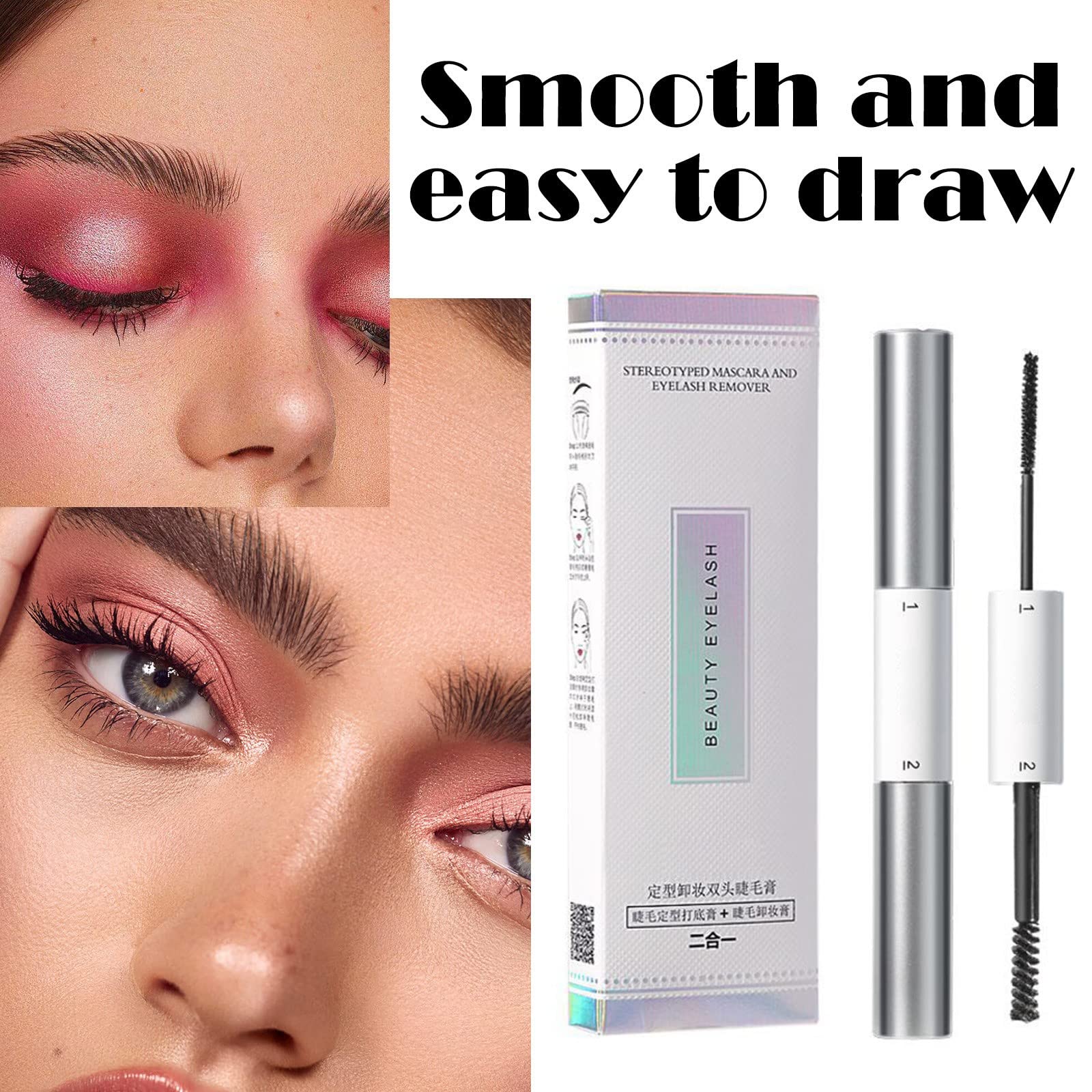 Eyelash Styling Paste Double Ended Mascara Combination Slender Curling Long Lasting Waterproof Makeup Remover 5ml Overnight Items (A, One Size)