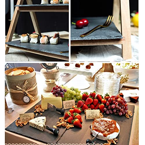 MAPRIAL 12 x 10 In 4 Pack Slate Cheese Boards, Black Stone Plates Charcuterie Boards Gourmet Serving Tray Cheese Platter Display Chalkboard with Soapstone Chalk for Sushi, Party, Gift, Meat, Appetizer