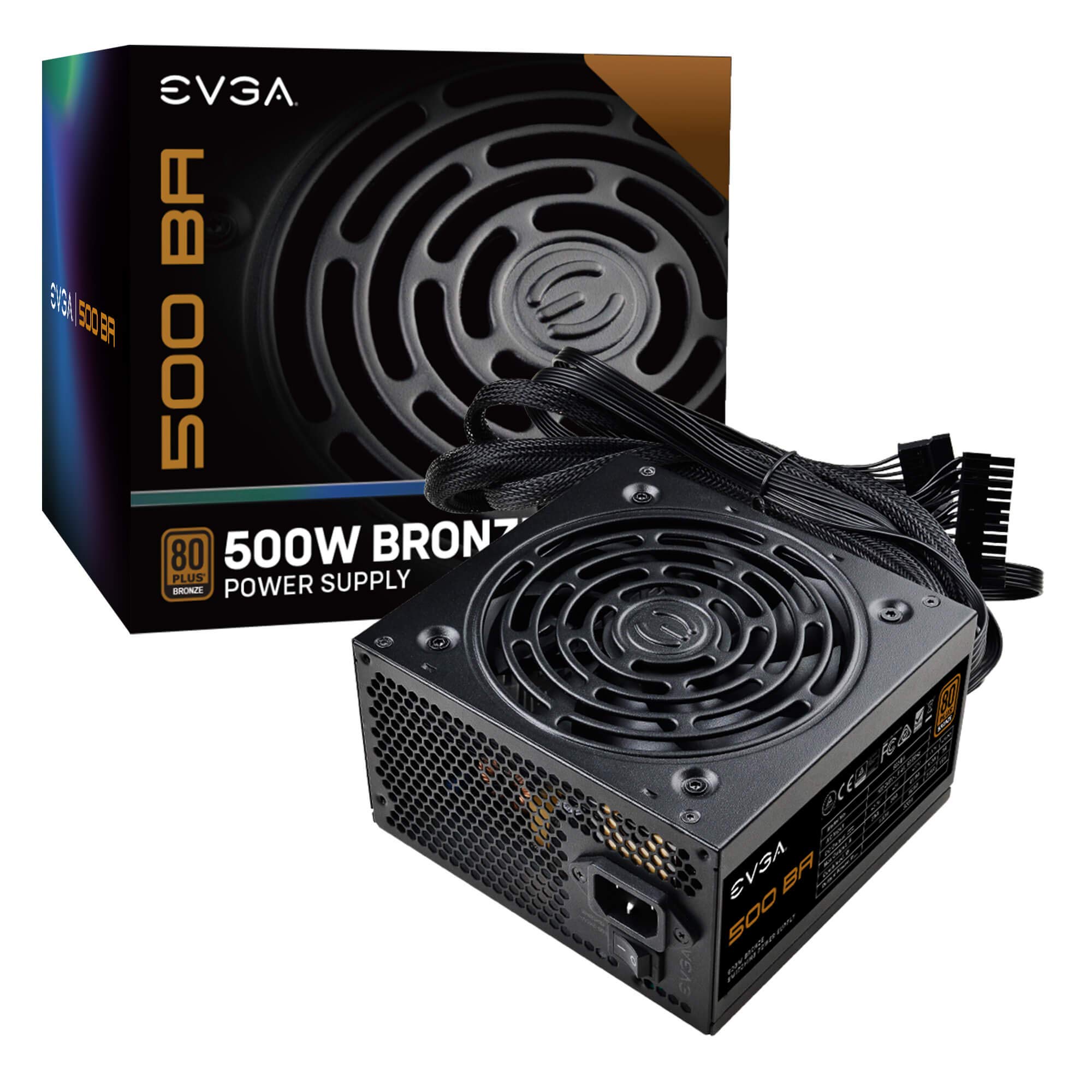 EVGA 500 BA, 80+ BRONZE 500W, 3 Year Warranty, Power Supply 100-BA-0500-K1