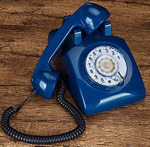 Phone Retro Antique Fixed Home Office Telephone Black Metal Rotary Business Landline