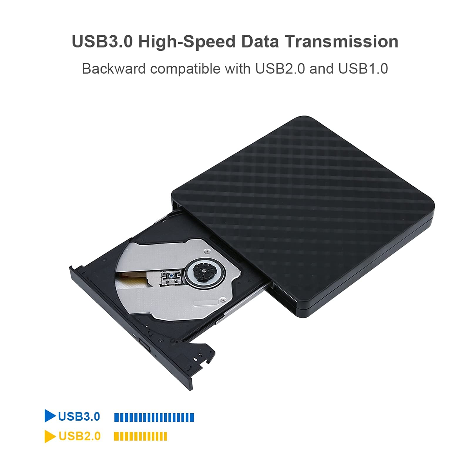 External CD Drive, USB 3.0 Portable CD/DVD +/-RW Drive DVD/CD ROM Rewriter Burner Compatible with Laptop Desktop PC Windows Linux Apple Mac