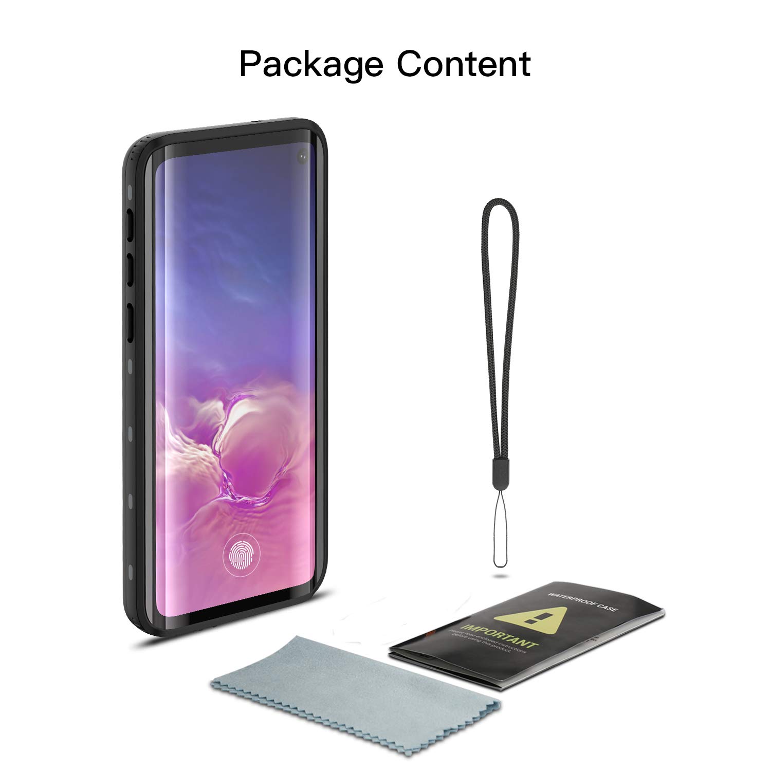 Fansteck Samsung Galaxy S10 Waterproof Case, IP68 Waterproof/Snowproof/Shockproof/Dirtproof, Full-Body Protective Case with Built-in Screen Protector for Samsung Galaxy S10 Black
