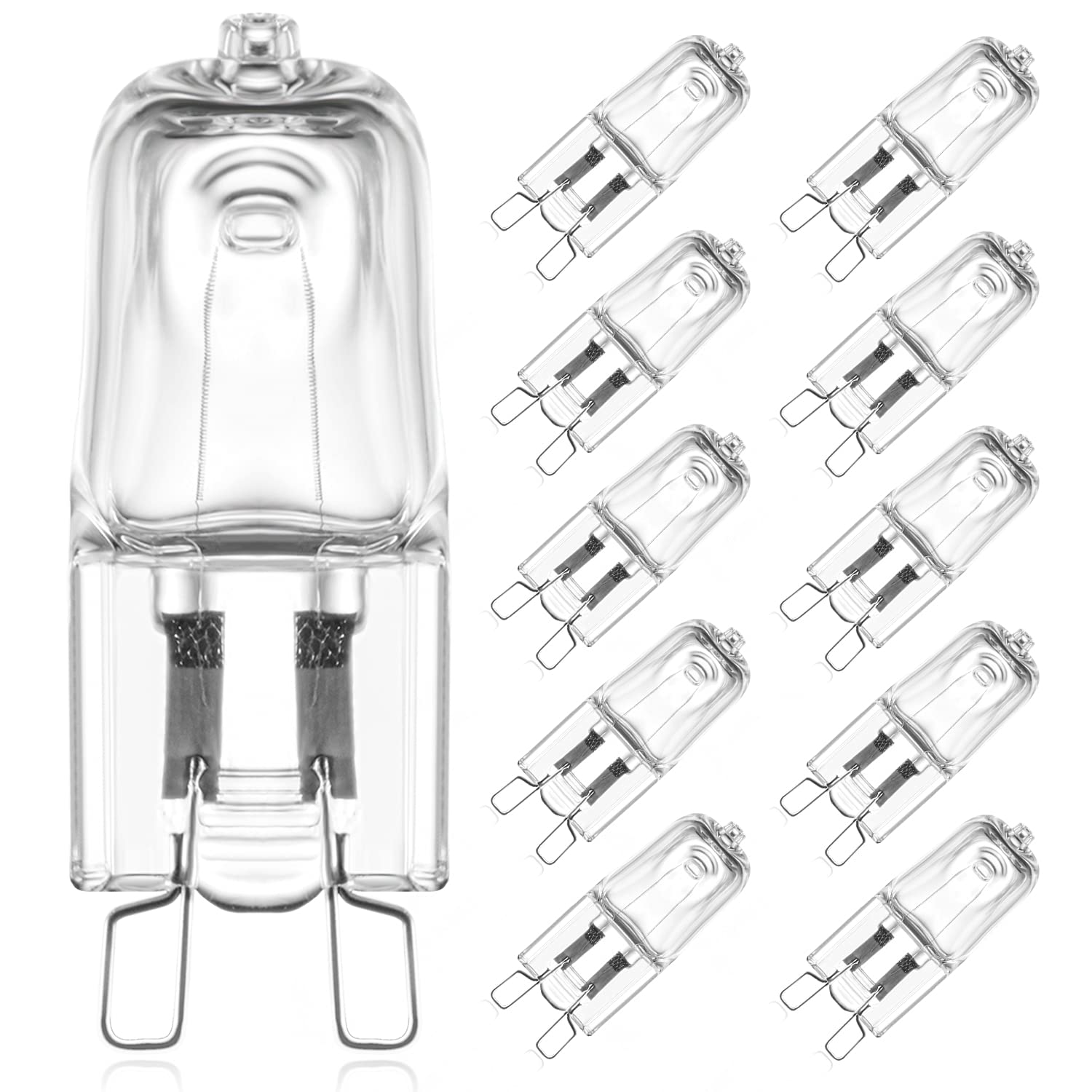 G9 Halogen Bulbs 40 Watt, T4 Type G9 Bi-pin Base Light Bulb Dimmable Warm White 2800K, AC 120V, Clear Halogen Lamp, 10 Pack