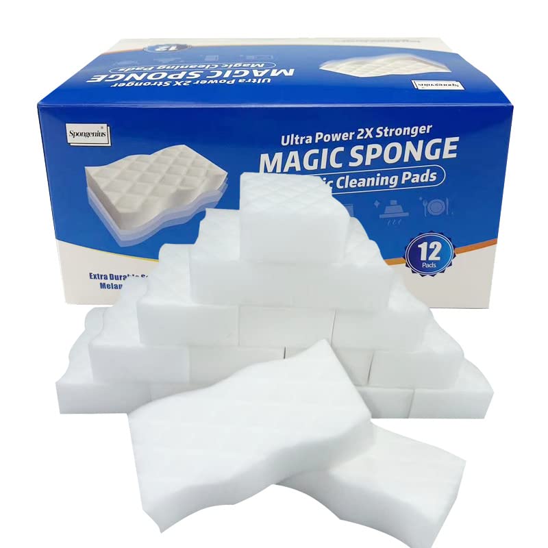 Dr.WOW Magic Cleaning Eraser,12 Pack 4X Stronger Magic Cleaning Pads-Universal Cleaner for Melamine Foam Sponges,Car,Shoes,Dishes Bathtub Furniture