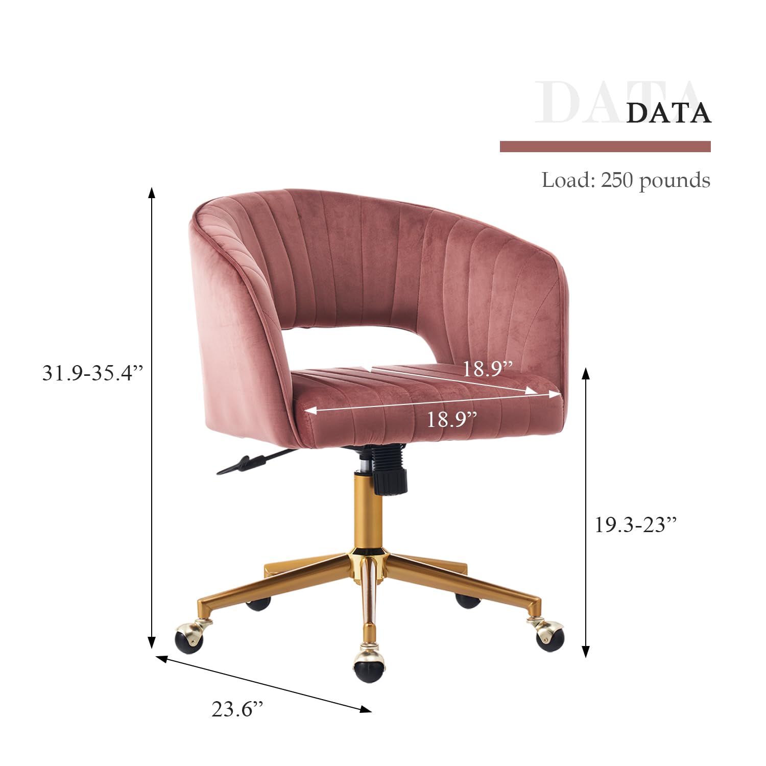 Eifizek Velvet Office Desk Chair, Modern Adjustable Home Desk Chair with Wheels, Swivel Vanity Chair for Office, Vanity Study (Beige)
