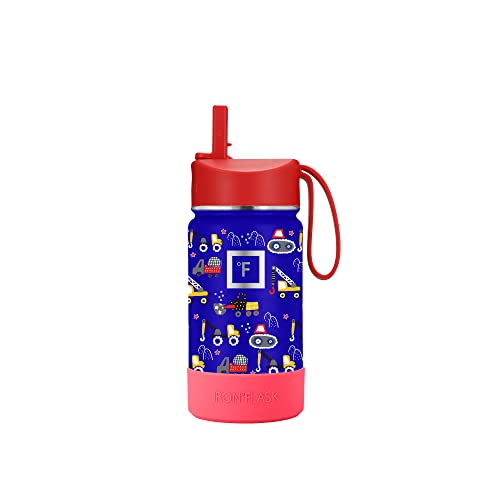 Iron Flask Kids Water Bottle Spring Bundle with Silicone Boot, Spring Kids Gift, Insulated, Cute, Durable, Fun - Construction 18oz