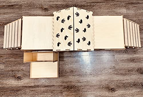 Indoor Bunny Rabbit Castle, Hideout and Wooden House Playset with Ramps, Hay Feeder & Waste Tray