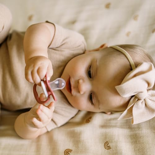Dr. Brown's Advantage Baby Pacifier, Fully Symmetrical Soother with Soft Silicone Bulb, 0-6m, BPA Free, Lavender Love, 2 Pack (Style May Vary)