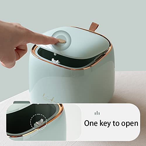 Tabletop Trash Can with Lid, 1 Gallon/4 Liter Mini Plastic Wastebasket Rubbish Bin, Portable Countertop Garbage Can with Removable Inner for Bathroom Dresser, Living Room, Office, Car(Light Green)