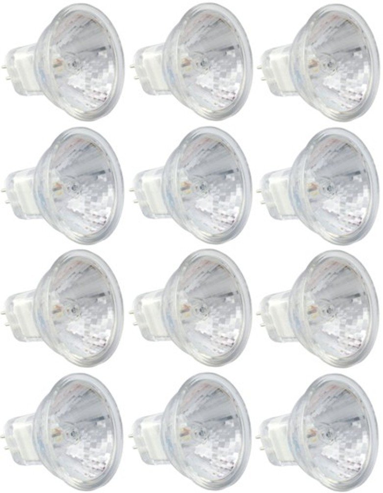 EiKO FTD Halogen Light Bulb (12-Pack), 12 Voltage Rating, 20 Watts, 1.67 Amps, GU4 Base, MR11 Bulb, C-8 Filament, 1.38"/35.0mm MOL, 1.39"/35.3mm MOD, 600 Approx Initial Max Beam CP