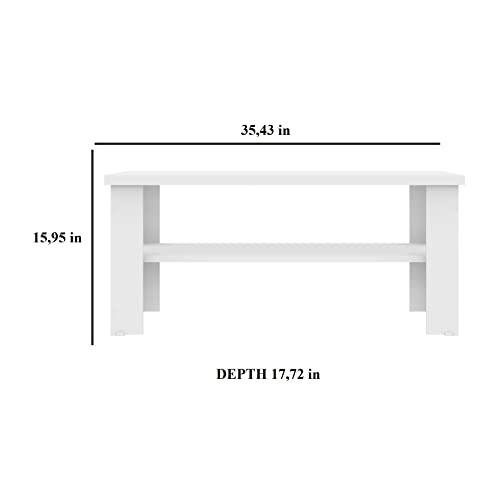 Modern Classic Rectangular Coffee Table for Living Room, Dining Room with Color Combination (White)