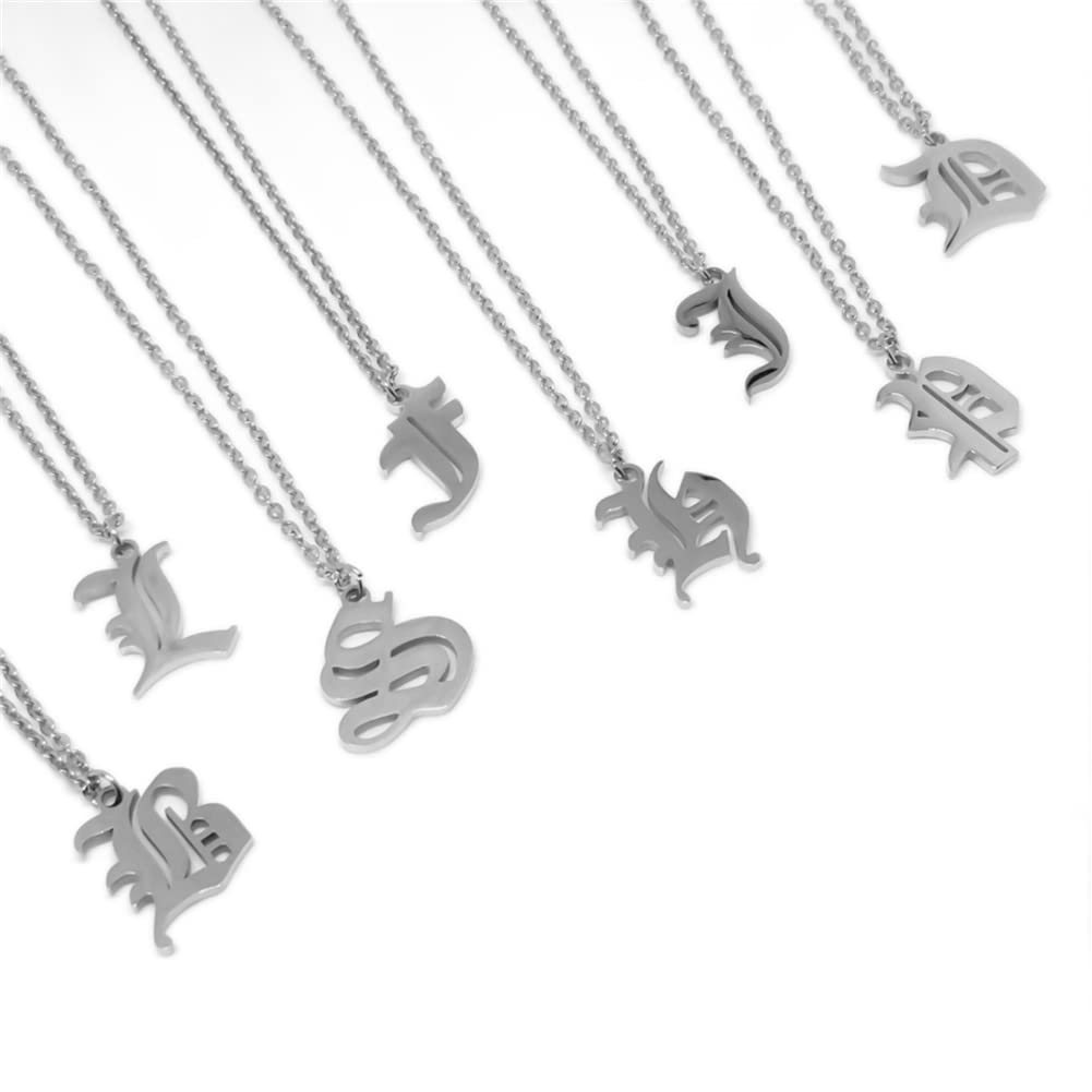 Elefezar Old English Initial Pendant Necklace Letter L Womens Gifts