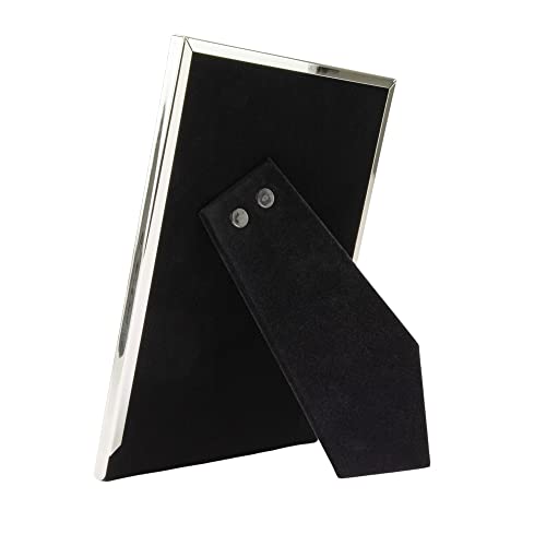 Modern Designer Silver Plated Steel Metal 4x6 Picture Frame with Hammered Frame | Luxurious Black Velvet Backing | Portrait or Landscape