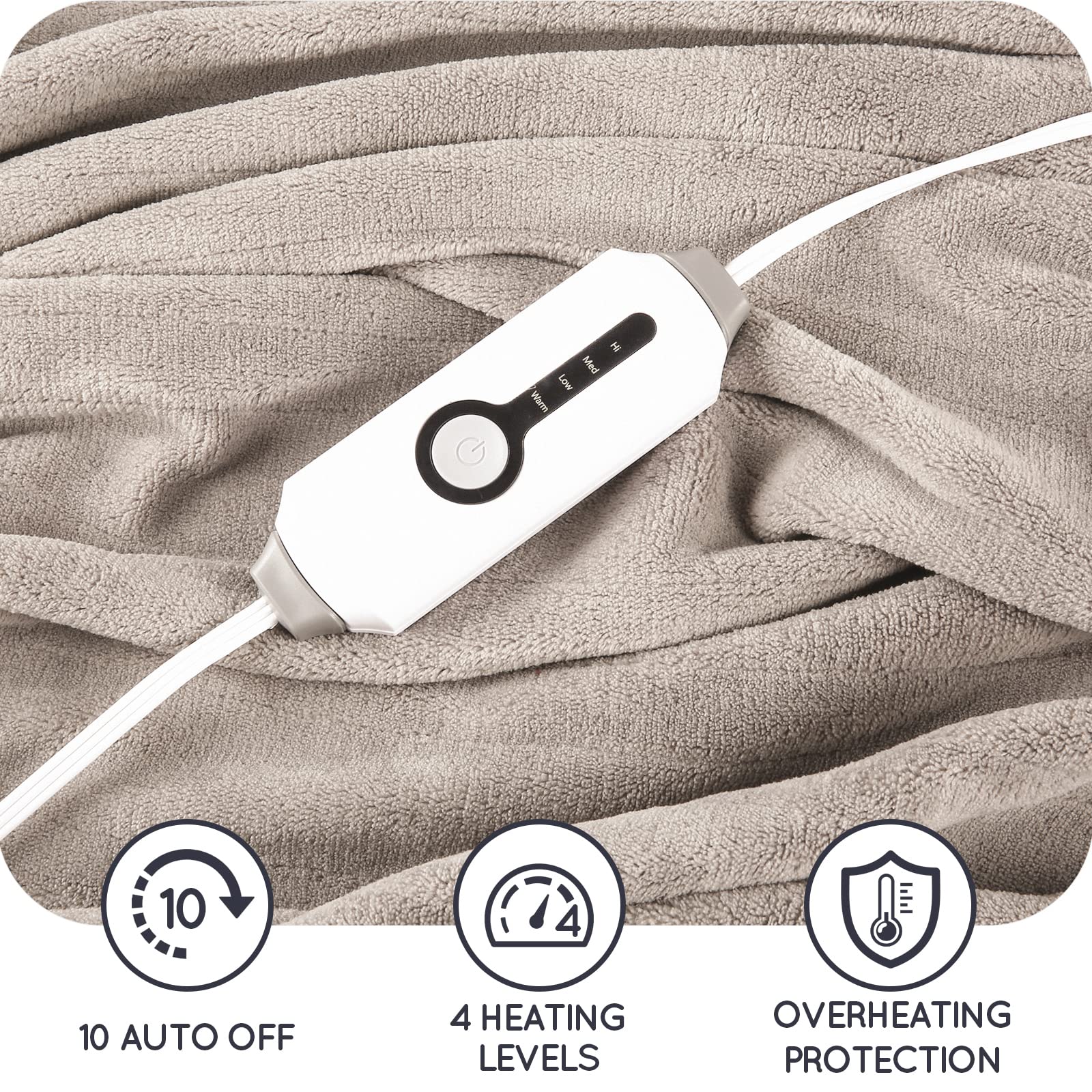 Electric Heated Blanket 72"x84" Full Size with 4 Heating Levels and 10 Hours Auto-Off Large Oversized Heating Blanket with Soft Plush Fabric for Bedding- Cherry Red