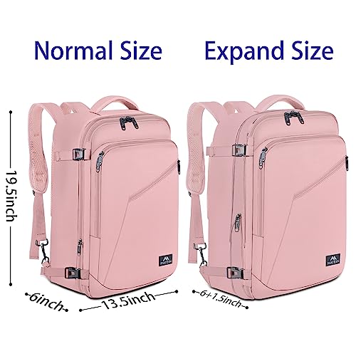 MATEIN Pink Travel Backpack for Women, Large Backpack Airline Approved, Expandable Carry on Backpacks, 35L Convertible Suitcase, Weekender Back Pack for Hiking Sport Gym, Gift for Traveler