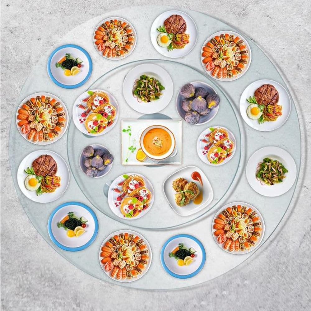 DOUKI 24" Turntable Rotating Serving Tray Glass Lazy Susan For Dining Table Large Round Tabletop Rotating Tray Round Glass Dining Table Top (Size : 24inch(60cm))