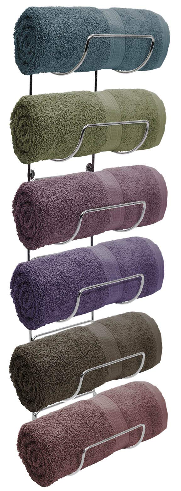 Sorbus Towel Rack Wall Mount â 6 Compartments of Silver Metal Towel Holder for Bathroom Decor Sets, Organizer for Linens, Gym, Rv, Door, Cabinet - Wine Rack Wall Mounted for Kitchen, Bar, Wine Cellar