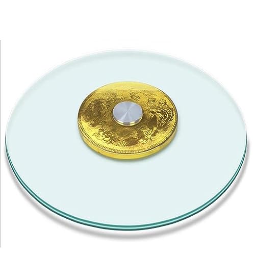 DOUKI 30In Glass Lazy Susan Turntable For Dining Table, Rotatable Service Tray Rotating Serving Plate, Transparent Round Turntable Sharing Food (Color : Gold, Size : 24inch(60cm))