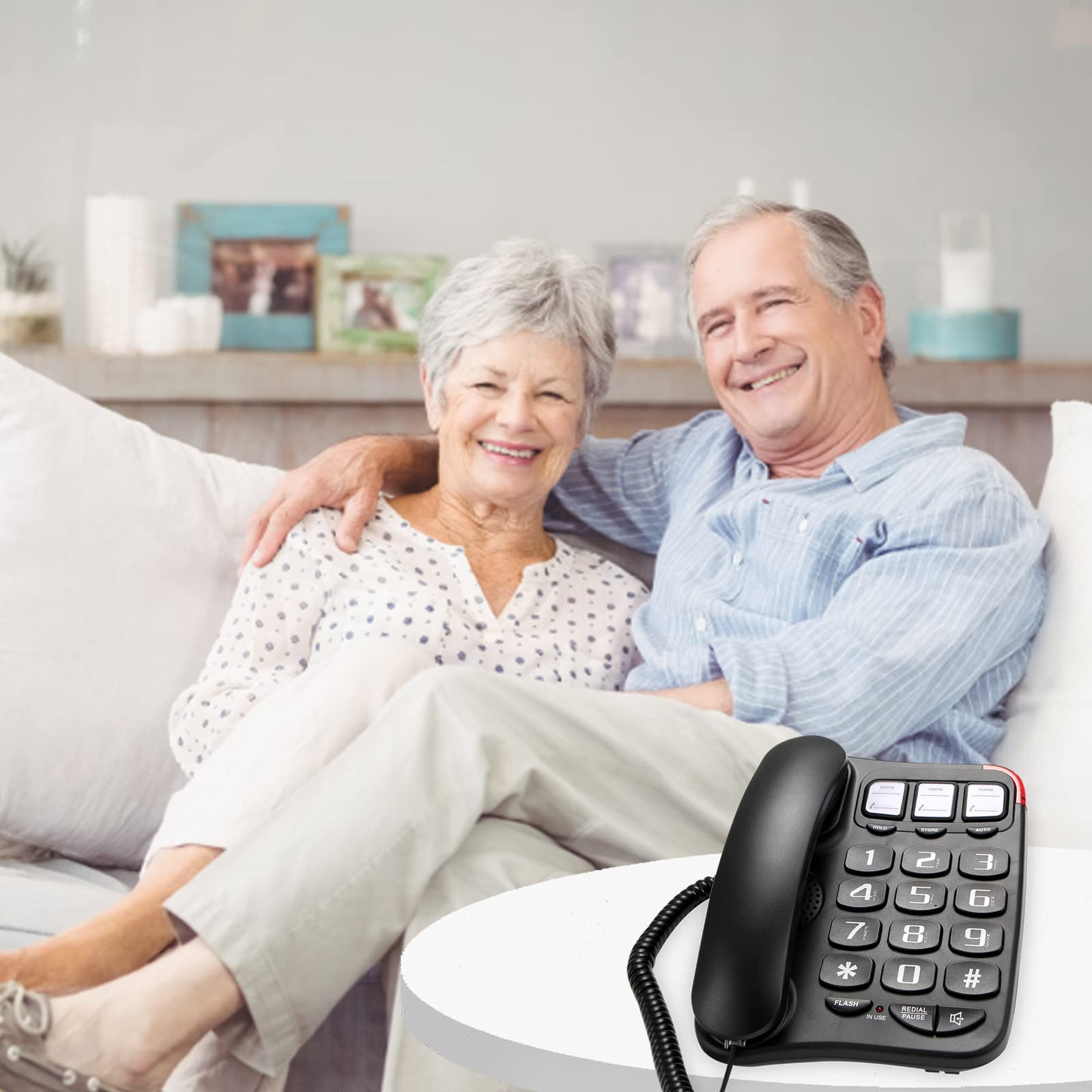 Large Button Phone for Seniors, Amplified Corded Phone with Speakerphone for Elderly Home Landline Phones, No Need to use Batteries,with Loud Ringer, One-Touch Dialingā¦