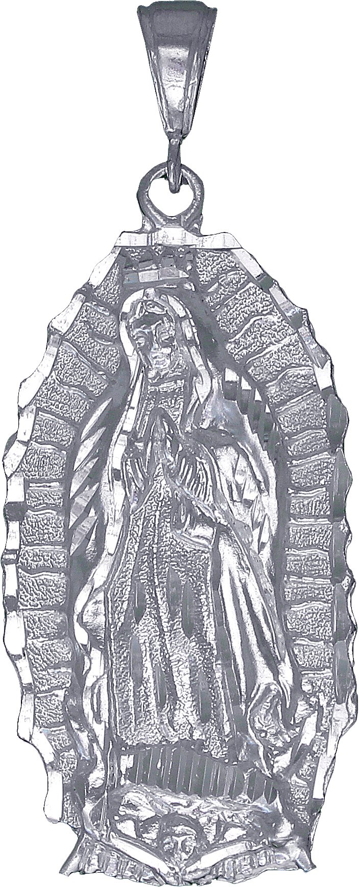 eJewelryPlus Sterling Silver Virgin Mary Pendant Necklace Large 2.6 Inches 8 Grams