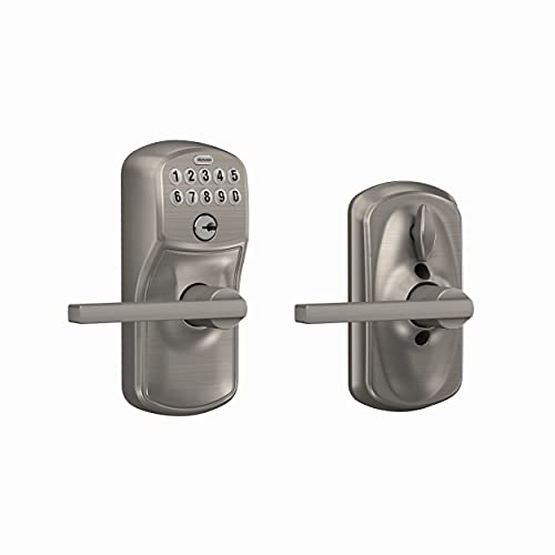 SCHLAGE FE595 PLY 619 LAT Plymouth Keypad Entry with Latitude Lever Flex Lock, Satin Nickel