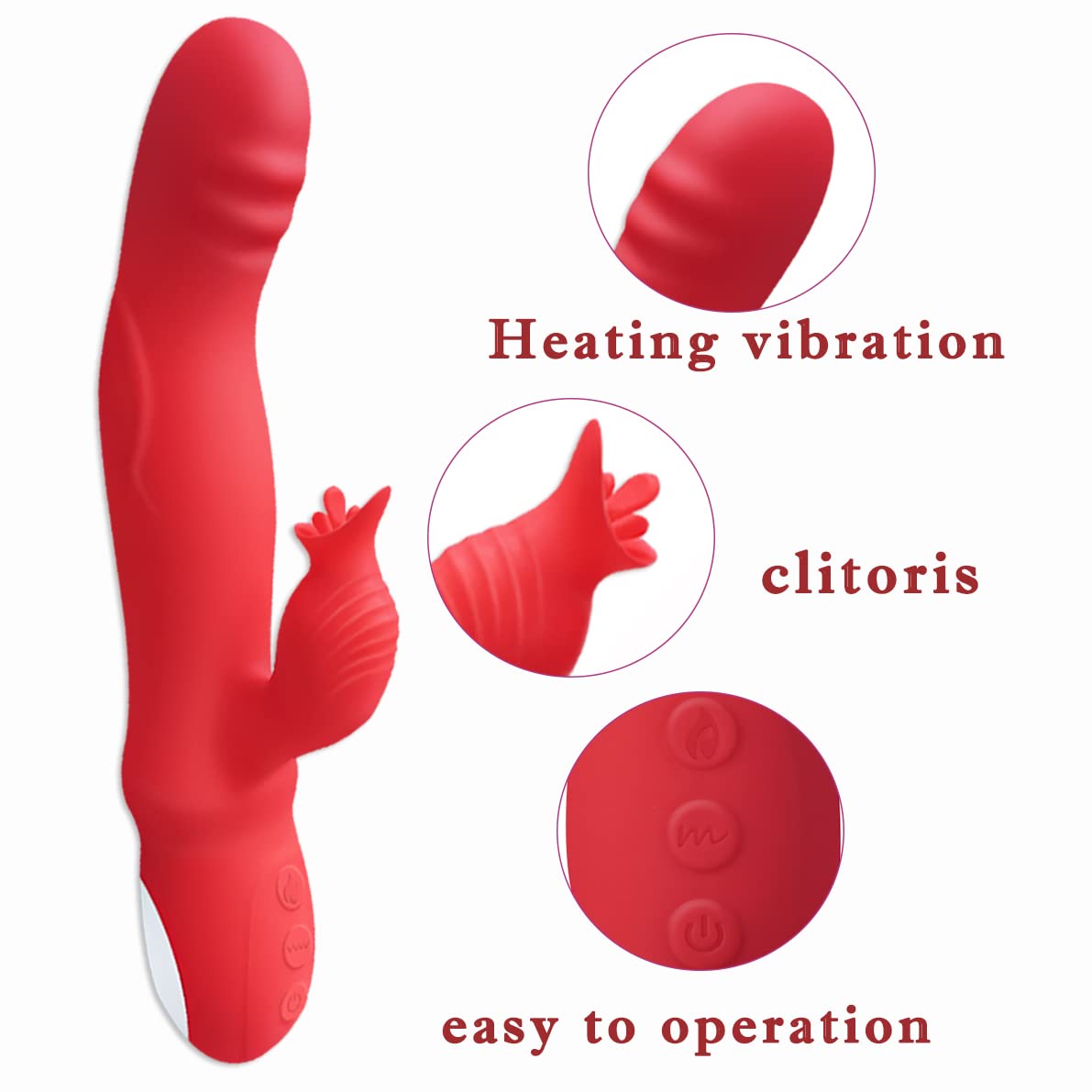 duubee Handheld Personal Rechargeable 9 Inch Vibrators Electric Vibrating Pleasure Portable Powerful Massager for Full Body Relaxation Massage Gifts 08281, Red