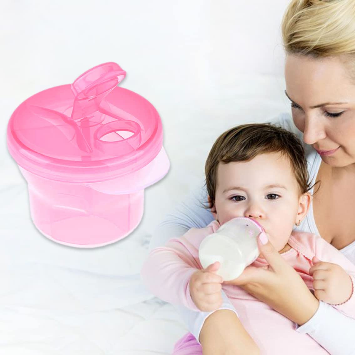 KUYYFDS Powder Formula Dispenser Non-Spill Rotating Milk Powder Three Layer Stackable Snack Cup Formula Dispenser Container Storage Pink Three-Layer Milk Powder Cup Milk Powder Dispenser,Milk Powder